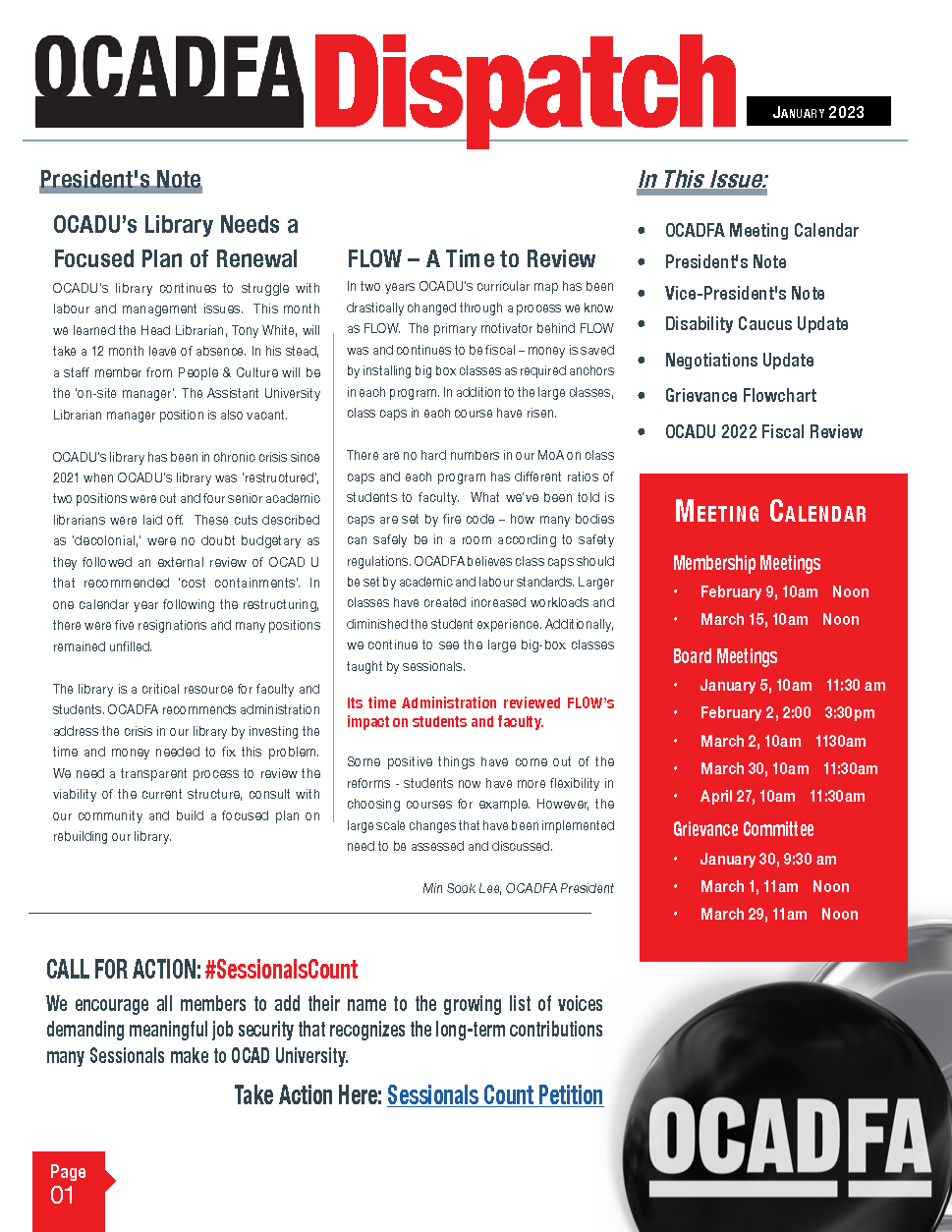 January 2023 Dispatch | OCADFA