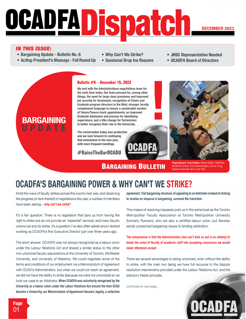 OCADFA | OCAD University Faculty Association