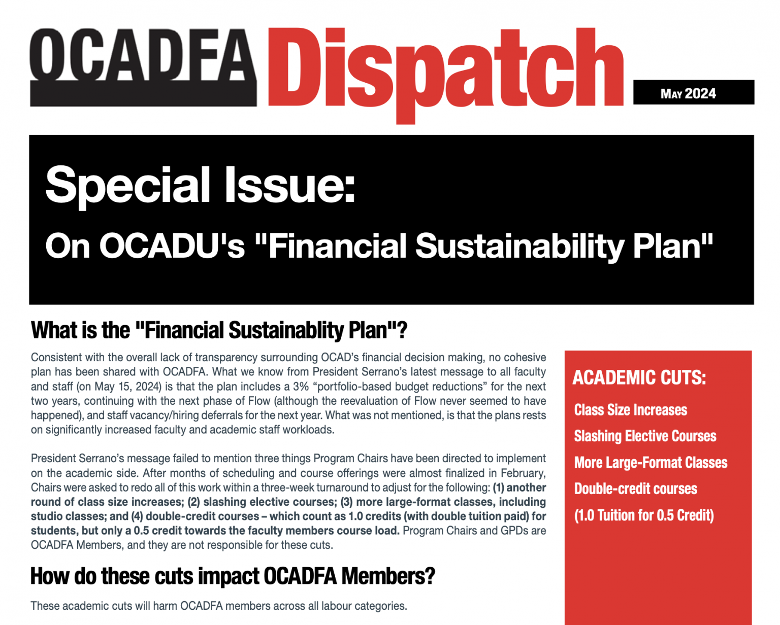 Special Issue Dispatch | OCADFA