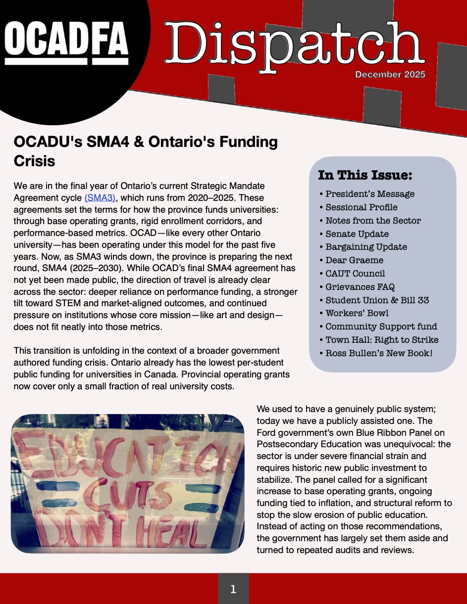 OCADFA Dispatch | December 2025 | OCADFA